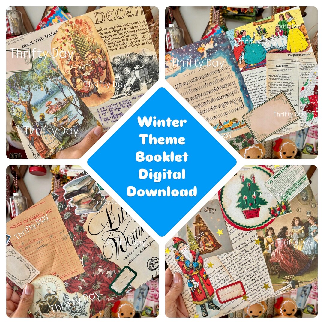 Digital Download: Vintage Winter Foldable Booklet for Junk Journals - Etsy