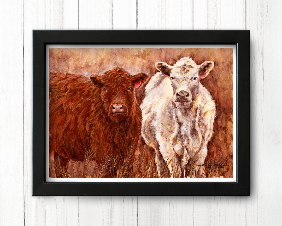 Two Cows Acrylic Art Print - Etsy