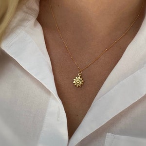 14kt Gold Filled Sun Charm Necklace. Sun Pendant Necklace. Gold Filled ...