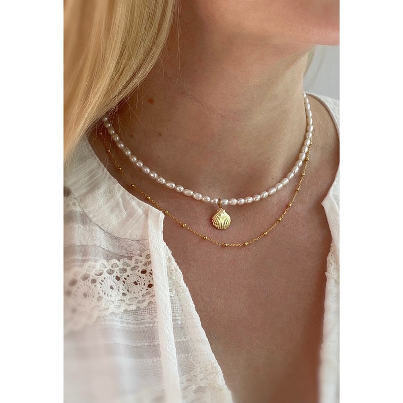 Sea Shell Necklace. Sea Shell Pearl Necklace. Sea Shell Charm - Etsy