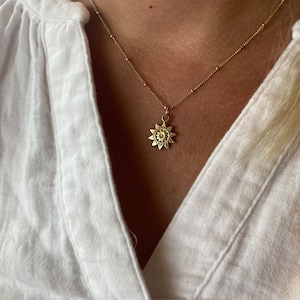 14kt Gold Filled Sun Charm Necklace. Sun Pendant Necklace. Gold Filled ...