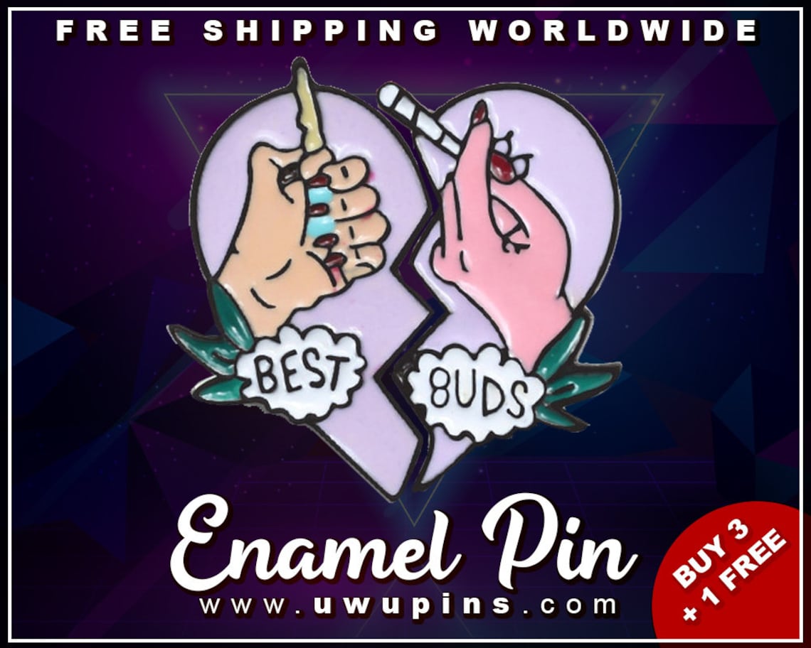 Best Buds Cute Enamel Pins 2pc Set | Etsy