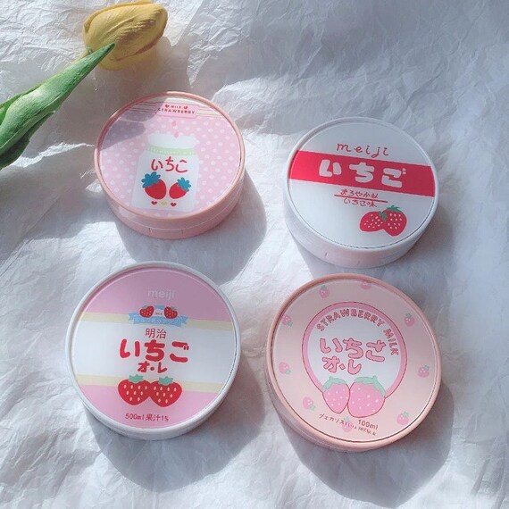 Japanese Milk Design Inspired Cute Strawberry Round Contact | Etsy