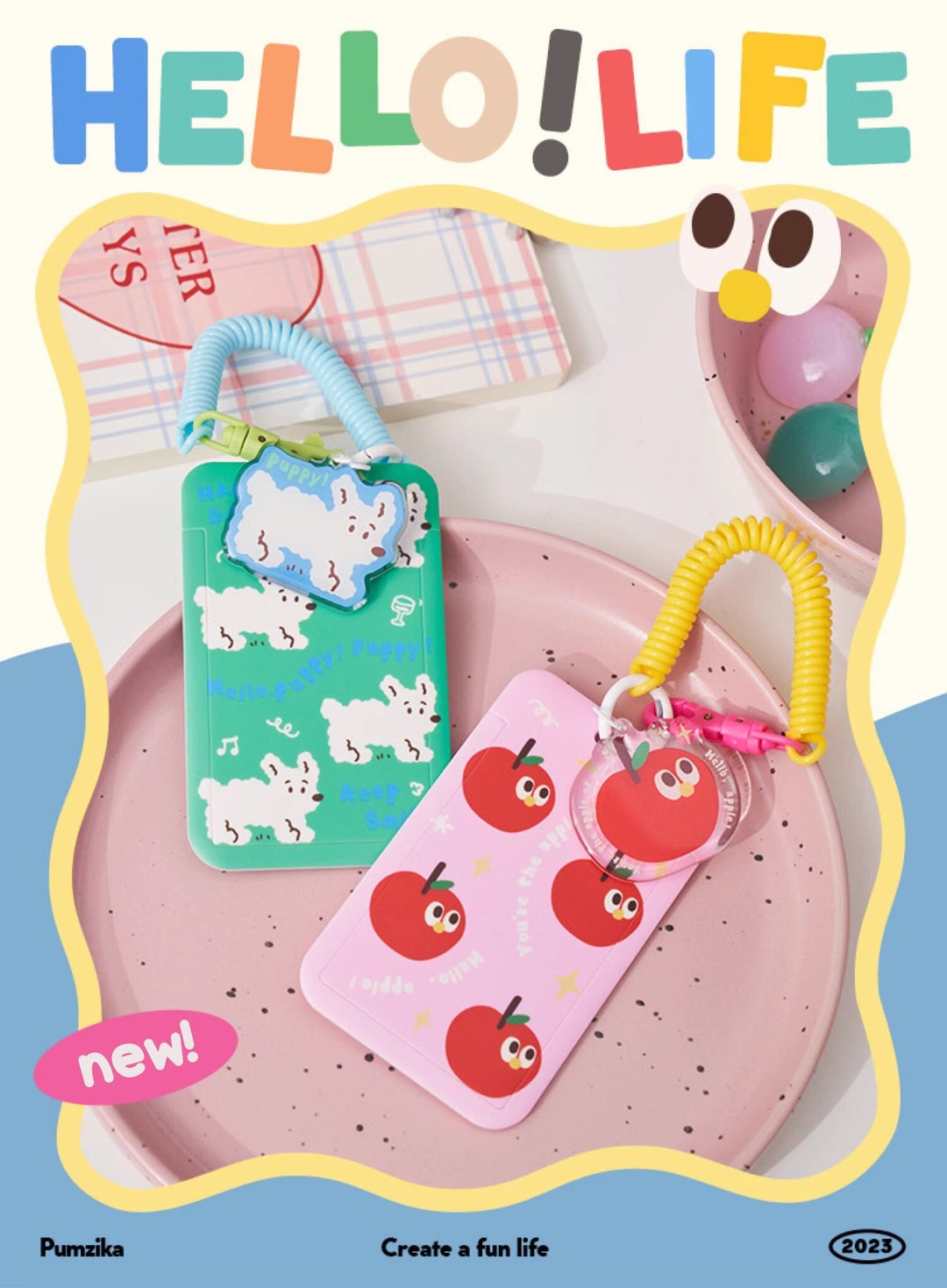 Happy Puppy ID Card or Badge Holder Lanyard With String - Etsy