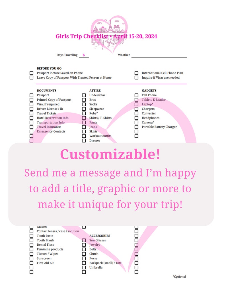 International Travel Checklist for Women • Simple Packing List ...