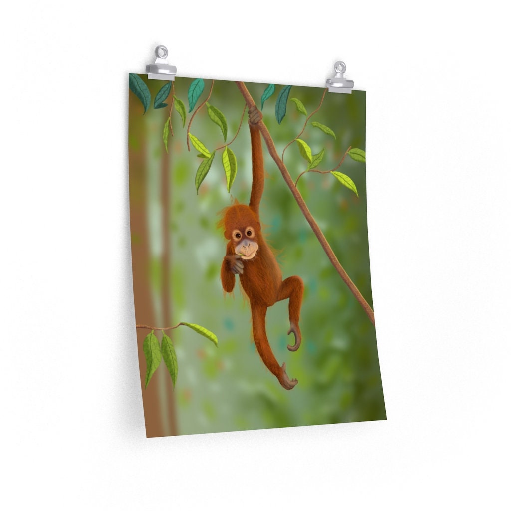 Orangutan wall art orangutan decor monkey baby shower | Etsy