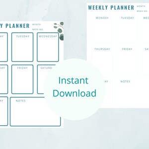 Two Weekly Planners | Printable | Fillable PDF | Printable PDF ...