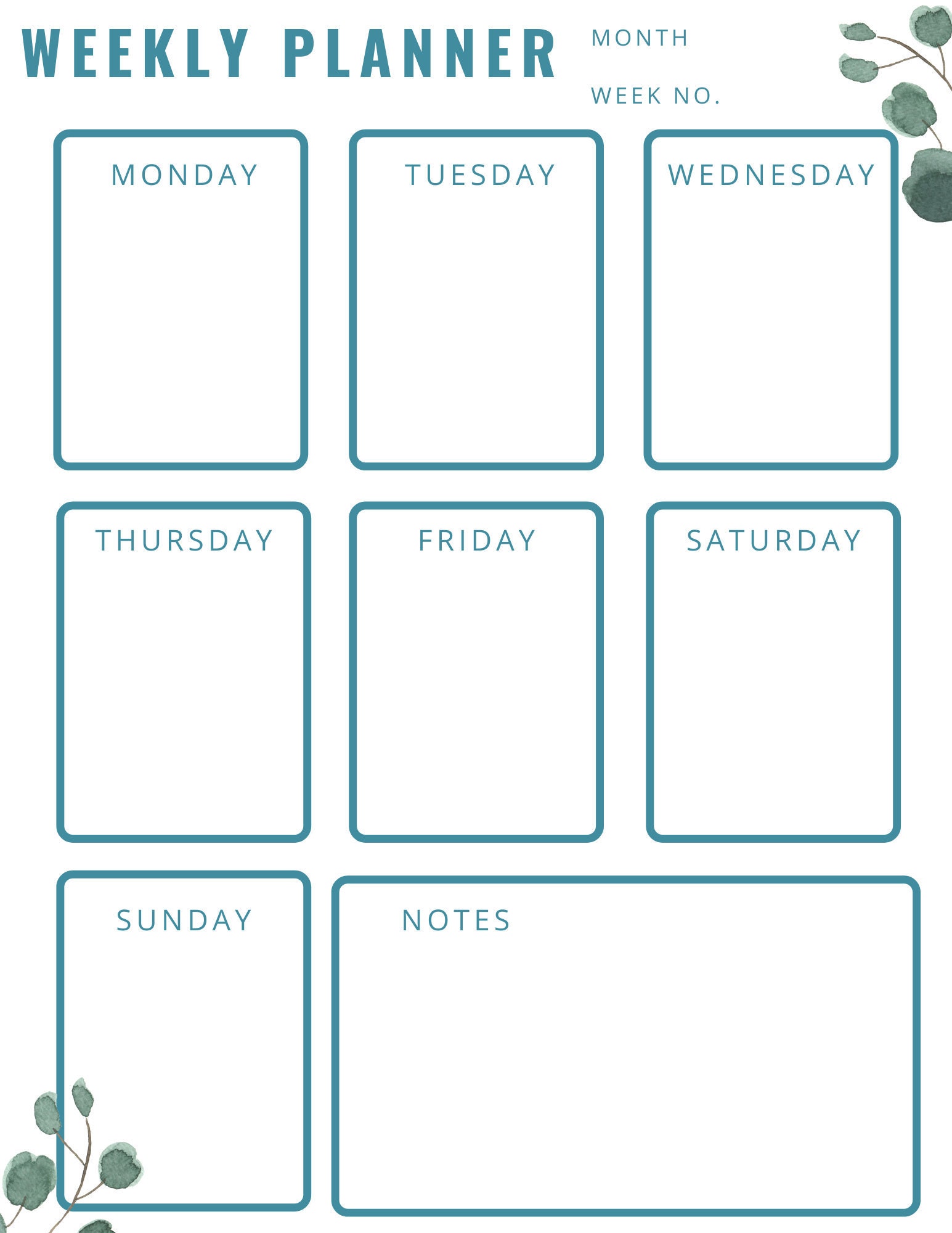 Two Weekly Planners | Printable | Fillable PDF | Printable PDF ...