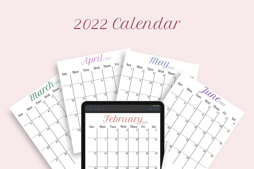 2022 Dated Calendar | Editable | Printable | Portrait | Monthly ...