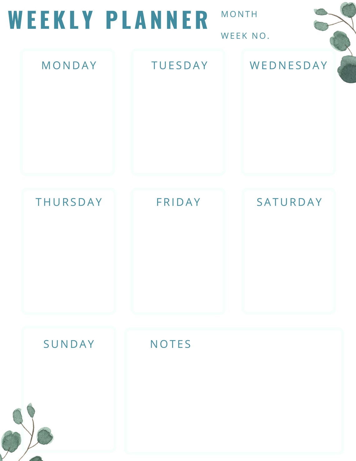 Two Weekly Planners Printable Fillable PDF Printable PDF - Etsy