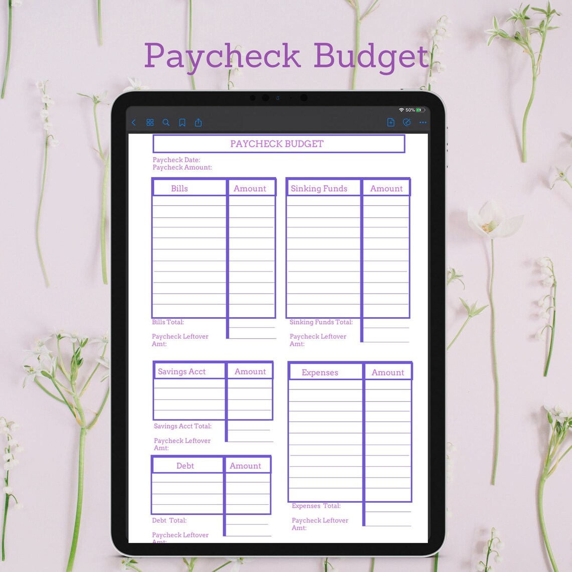 Paycheck Budget | Paycheck Planner | Paycheck Tracker | Paycheck ...