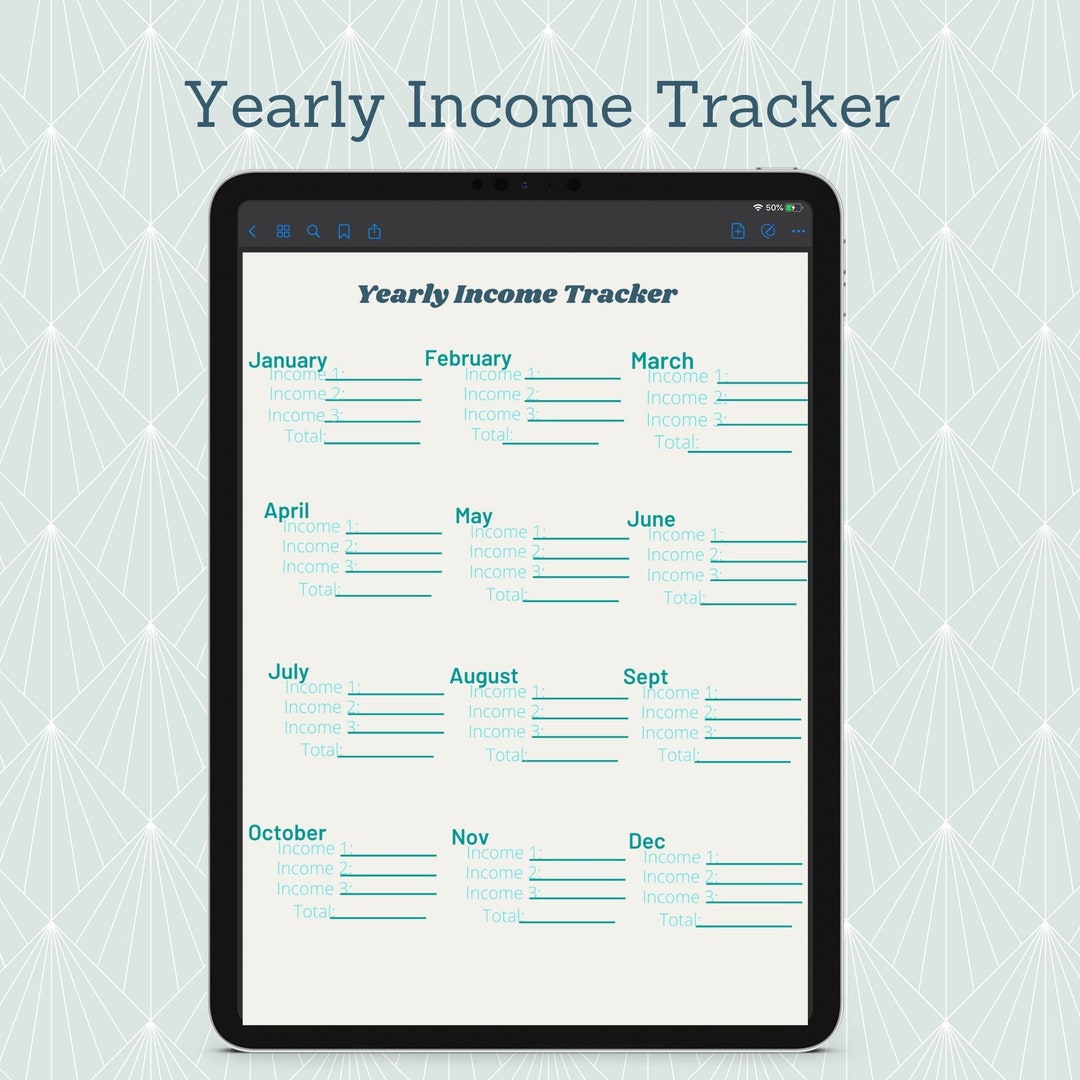 Yearly Income Tracker | Income Planner | Passive Income Organizer ...