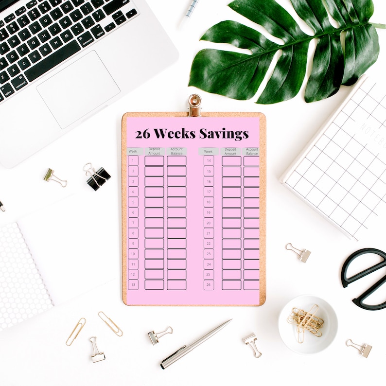 26 Weeks Savings | Savings Tracker | Savings Challenge | Savings ...