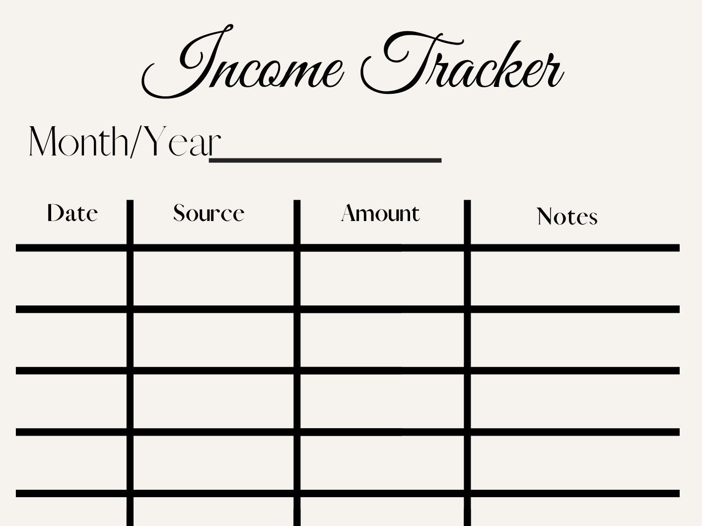 Monthly Income Tracker | Income Planner | Passive Income Tracker ...