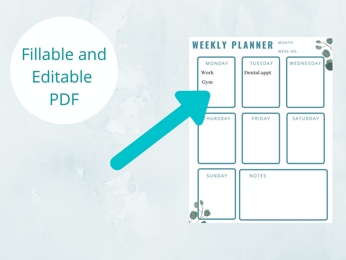 Two Weekly Planners Printable Fillable PDF Printable PDF - Etsy