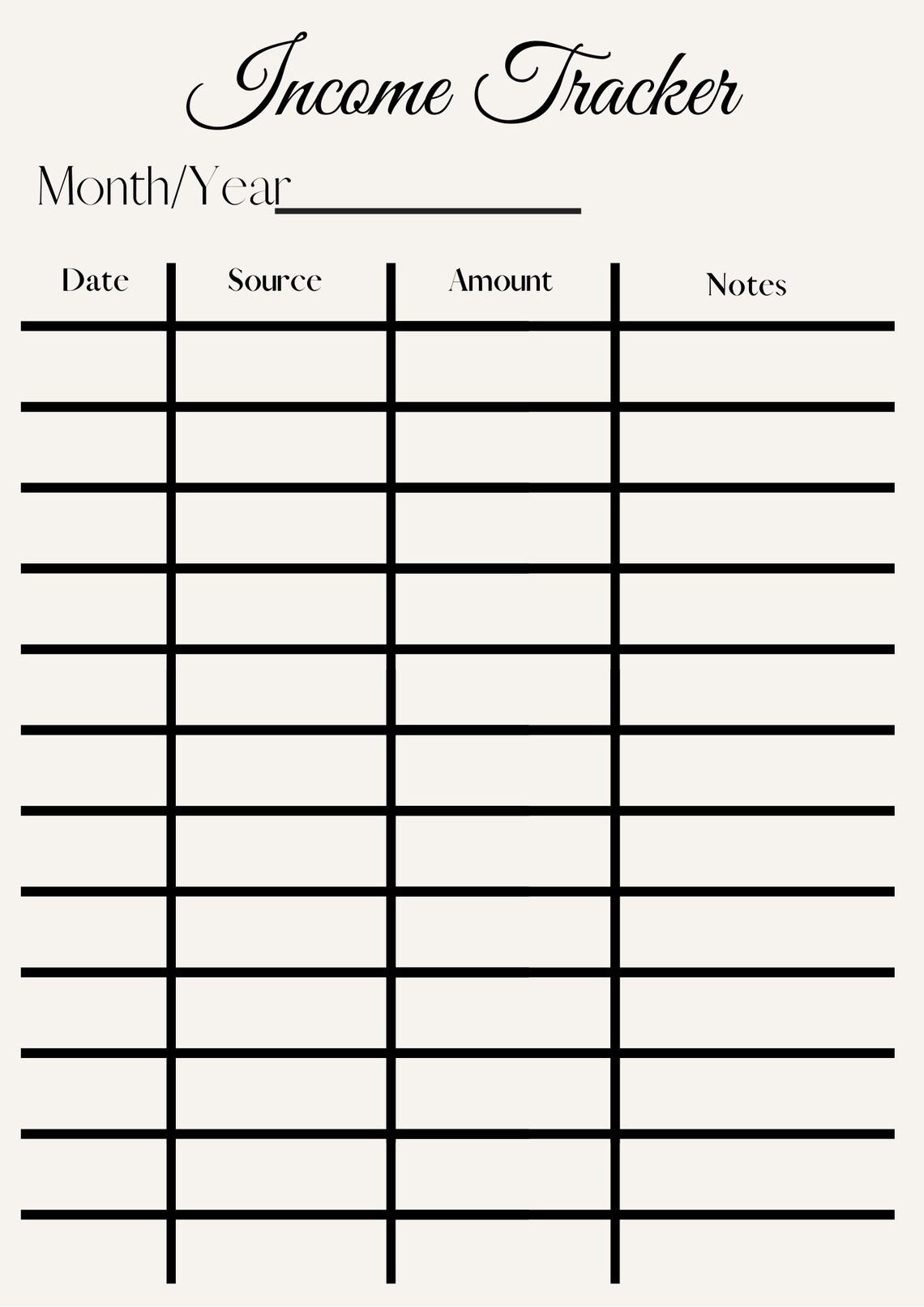 Monthly Income Tracker | Income Planner | Passive Income Tracker ...