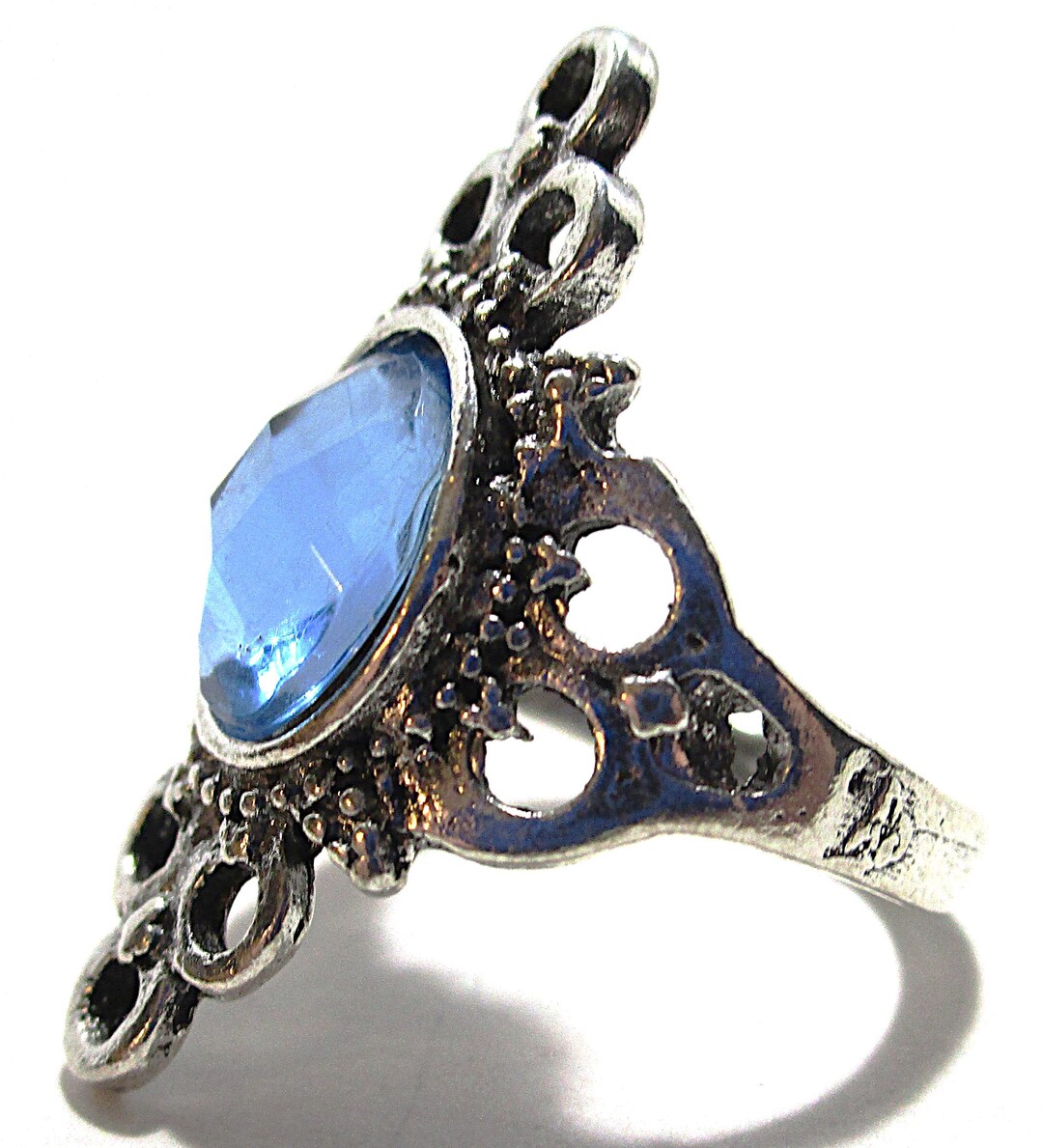 Vintage Sterling Silver Powder Blue RYZE PARTY Moonstone Flower Cut ...