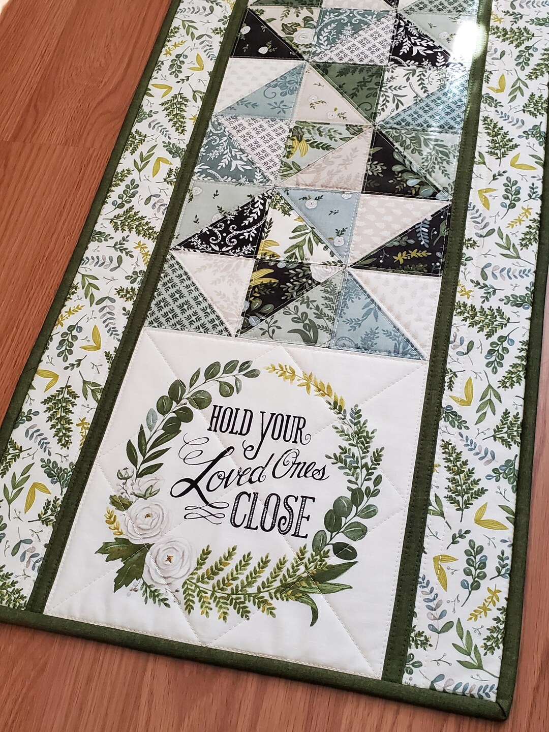 Handmade Quilted Inspirational Patchwork Floral Table Runner 42.5" X 15 ...