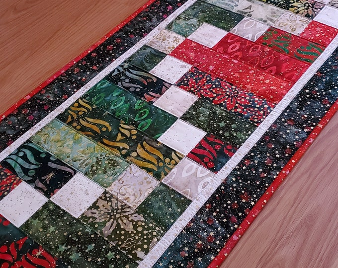 Christmas Table Runner, 42 X 15.5 Quilted Table Runner, Holiday Table ...