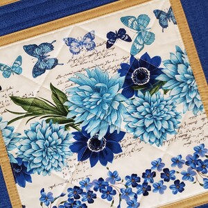 Floral Quilted Table Topper, 19.5 Square Table Topper, Spring Table ...