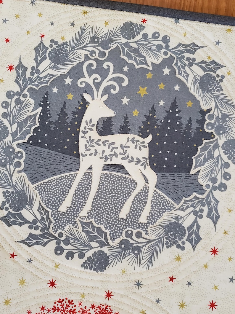 Quilted Scandinavian Style Christmas Table Runner or Wall Hanging 43" X ...