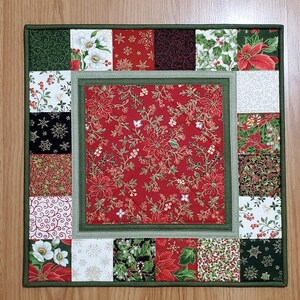 Quilted Poinsettia Christmas Table Topper, Holiday Wall Hanging, 18.5 ...