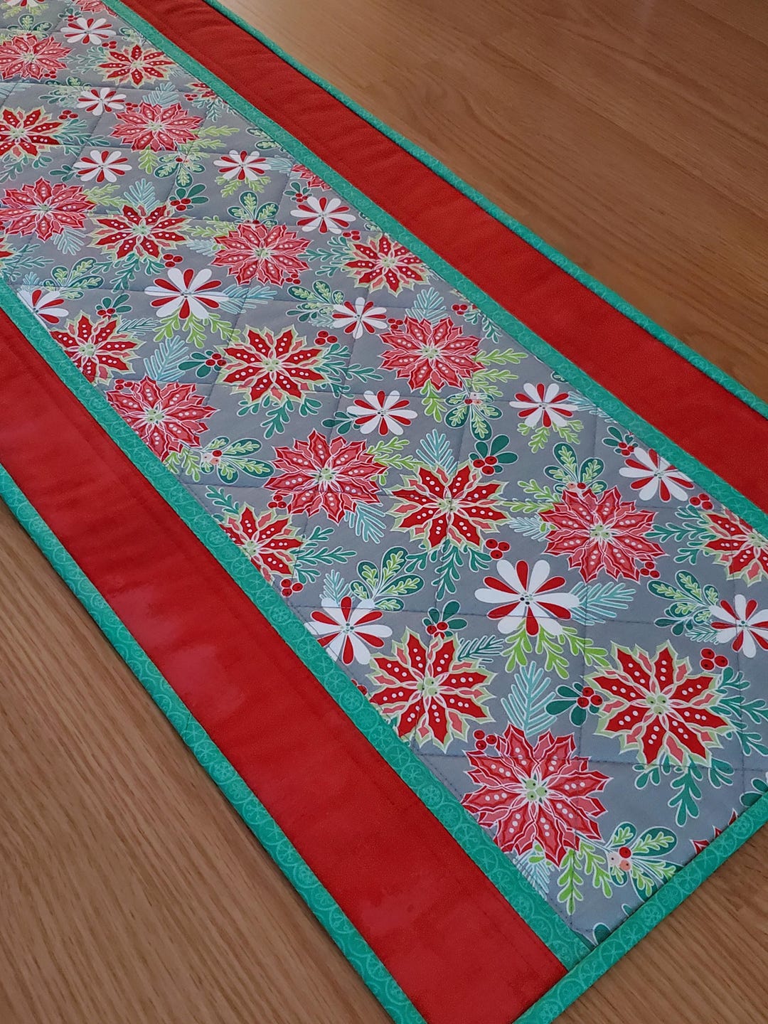Quilted Peppermint Christmas Handmade Table Runner 42" X 15" - Etsy