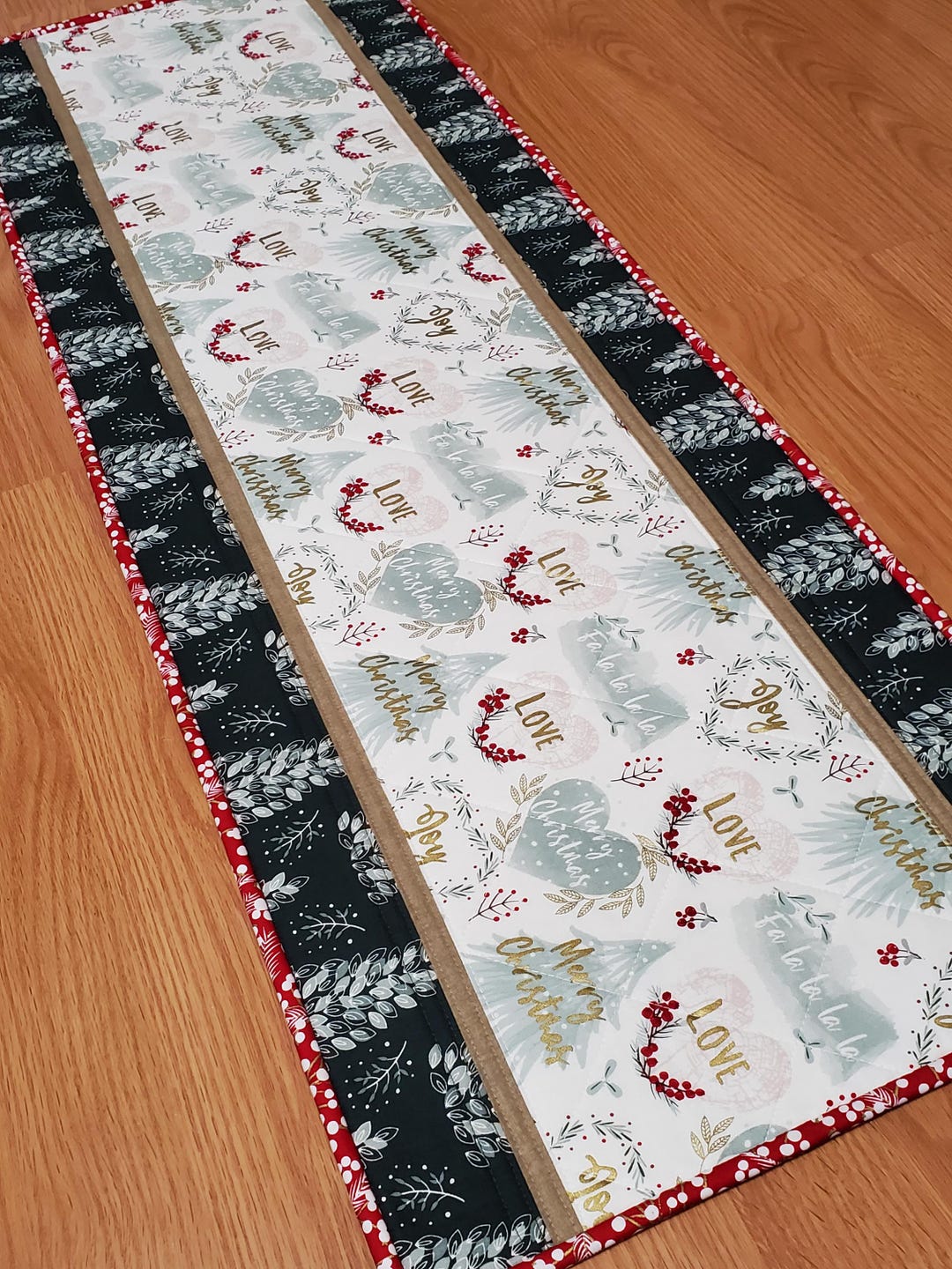 Quilted Winter Table Runner, 42.5 X 15 Christmas Table Runner, Holiday ...