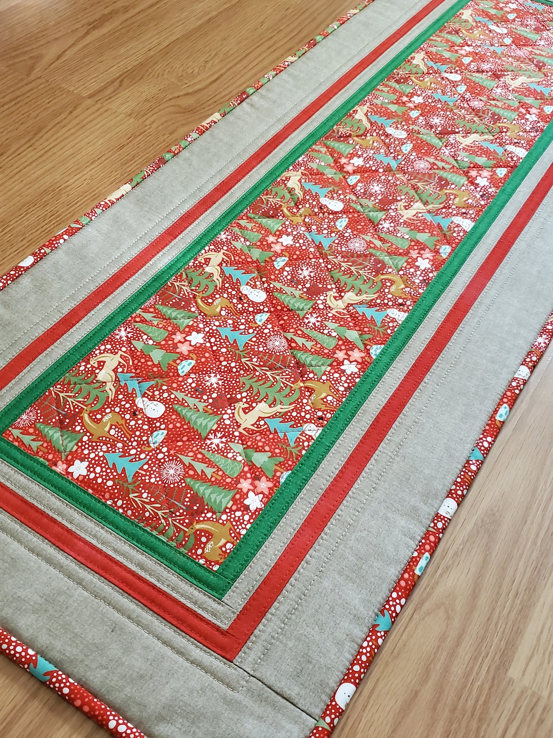 Christmas Quilted Table Runner, 42 X 15 Winter Table Runner, Holiday ...