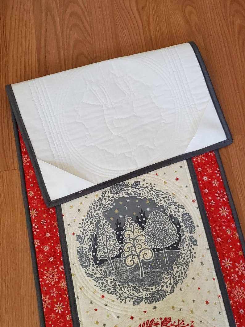 Quilted Scandinavian Style Christmas Table Runner or Wall Hanging 43" X ...