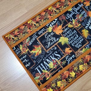 Quilted Thanksgiving Table Runner, 42 X 15 Autumn Table Runner, Fall Table Runner, Black and ...