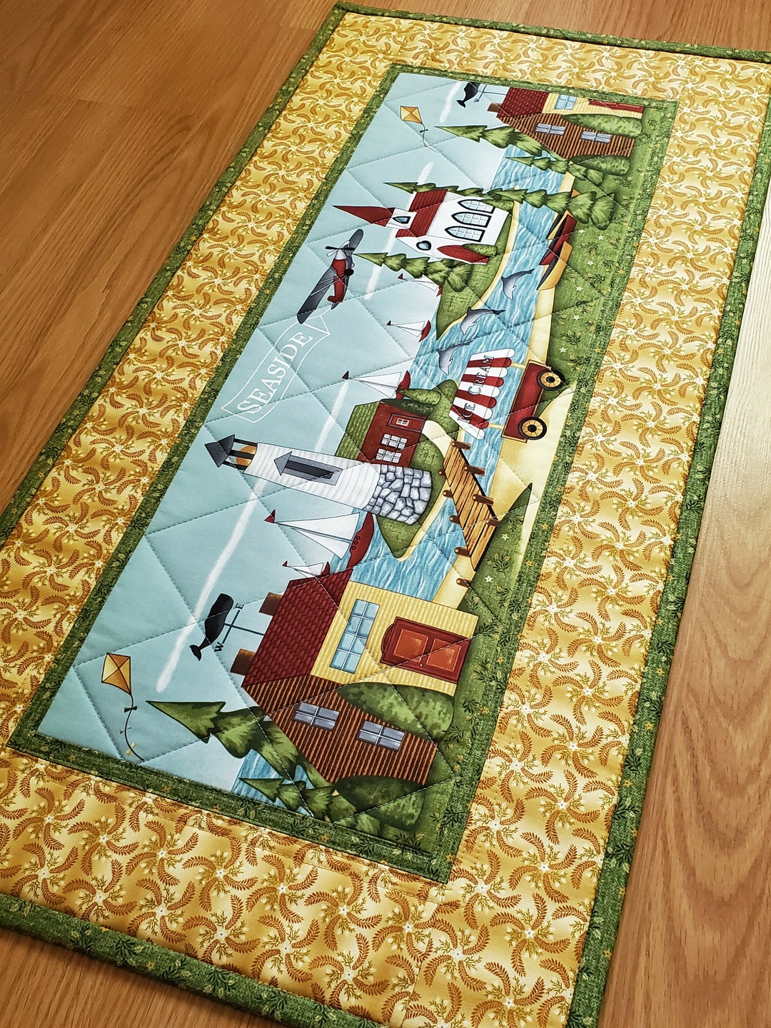 Summer Countryside Quilted Bench Pillow Cover, 36 X 18 Banner Style ...