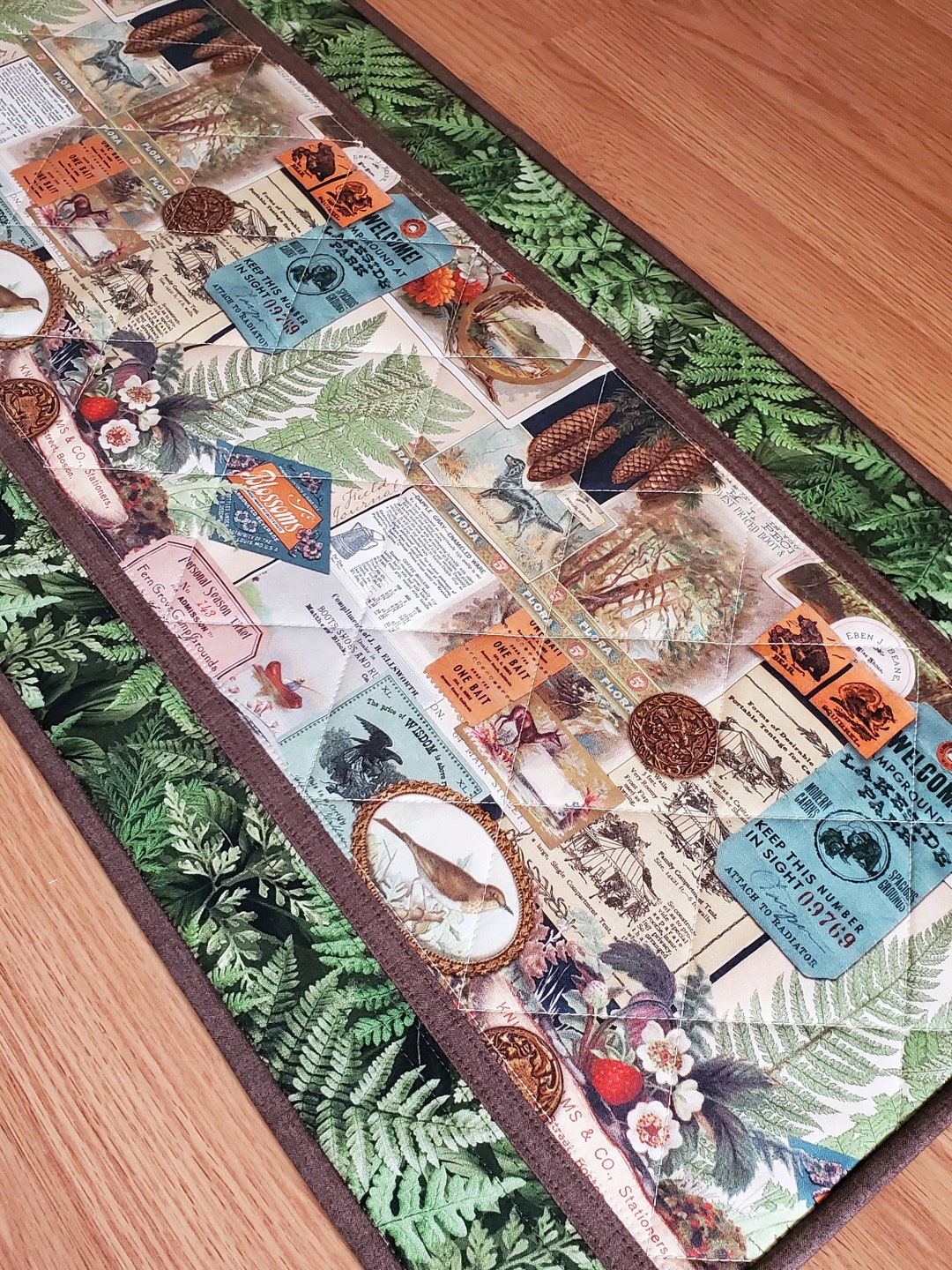 Quilted Woodsy Table Runner, 42 X 15 Rustic Table Runner, Countryside ...