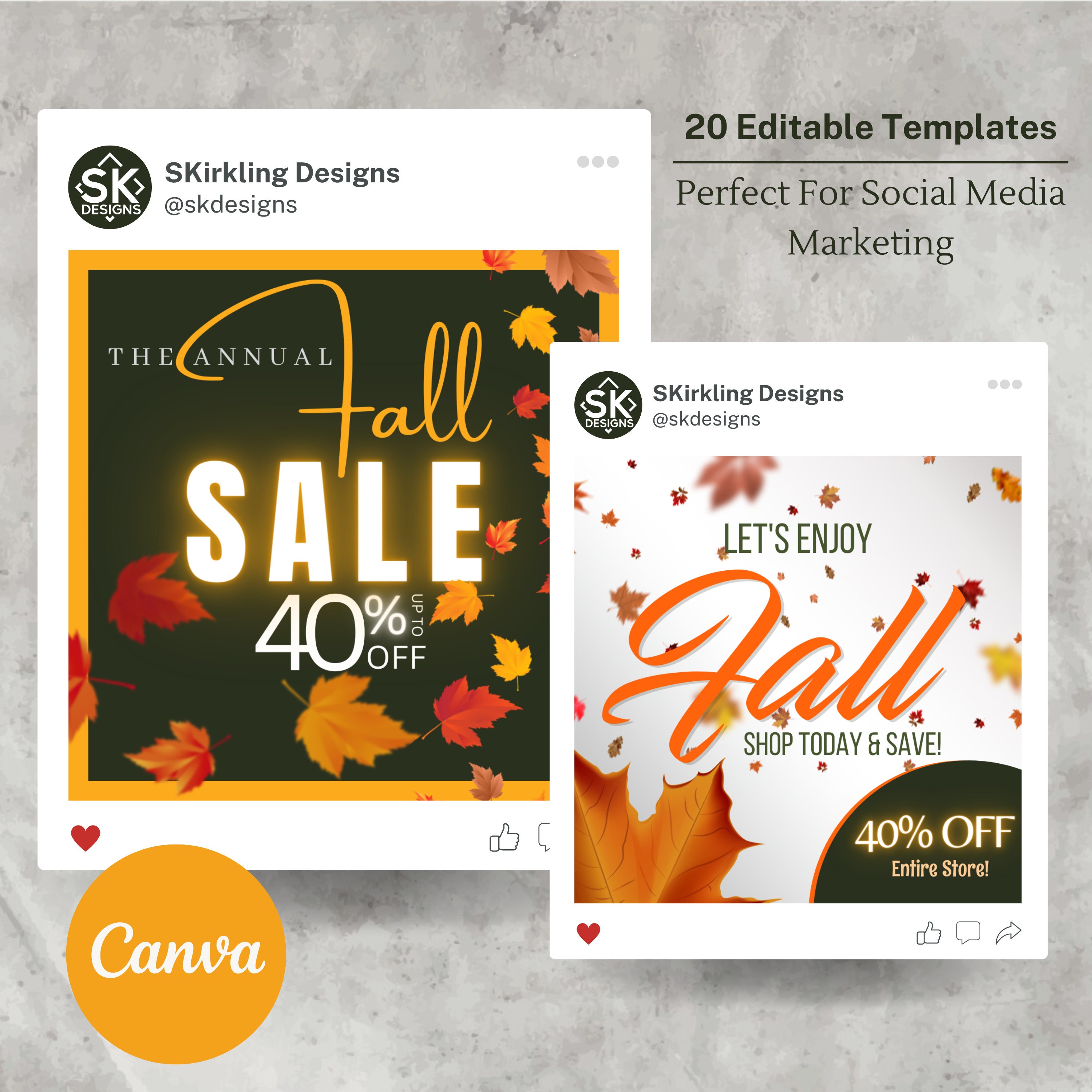 Fall Flyers | Canva Fall Flyers Social Media Templates - Etsy