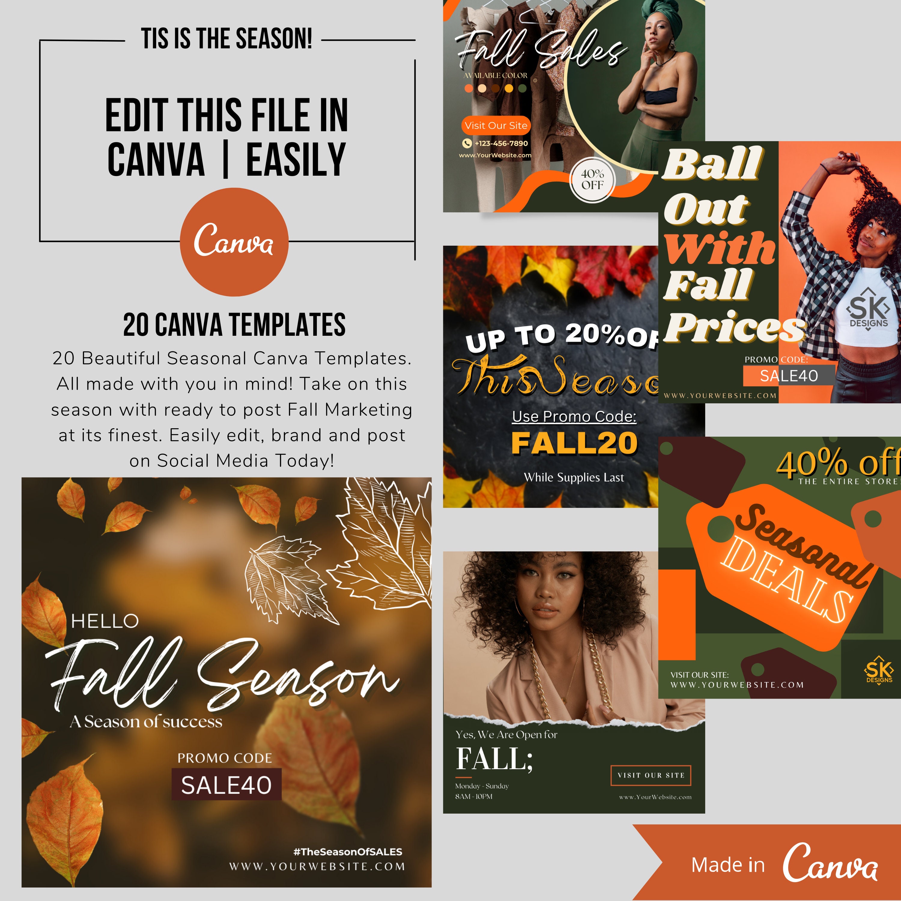 Fall Flyers | Canva Fall Flyers Social Media Templates - Etsy