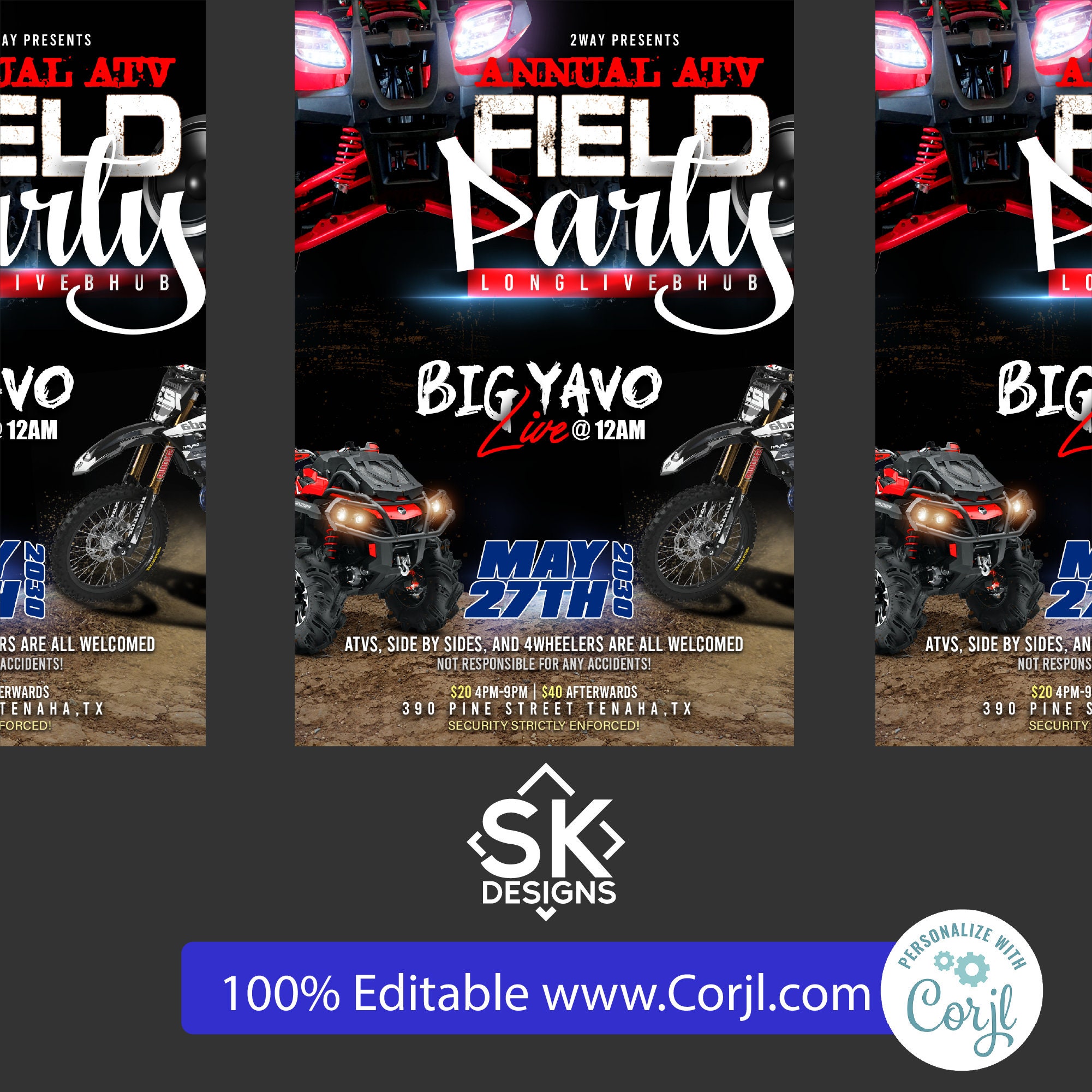 Corjl Flyer Template for Him ATV Party Flyer Dirtbike Editable Flyer - Etsy