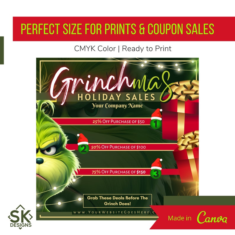 Grinchmas Canva Flyer | DIY CANVA| Holiday Sales - Etsy