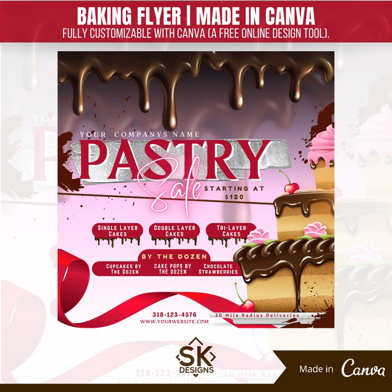 Bake Sale Flyer Canva Template DIY Pastry Flyer - Etsy