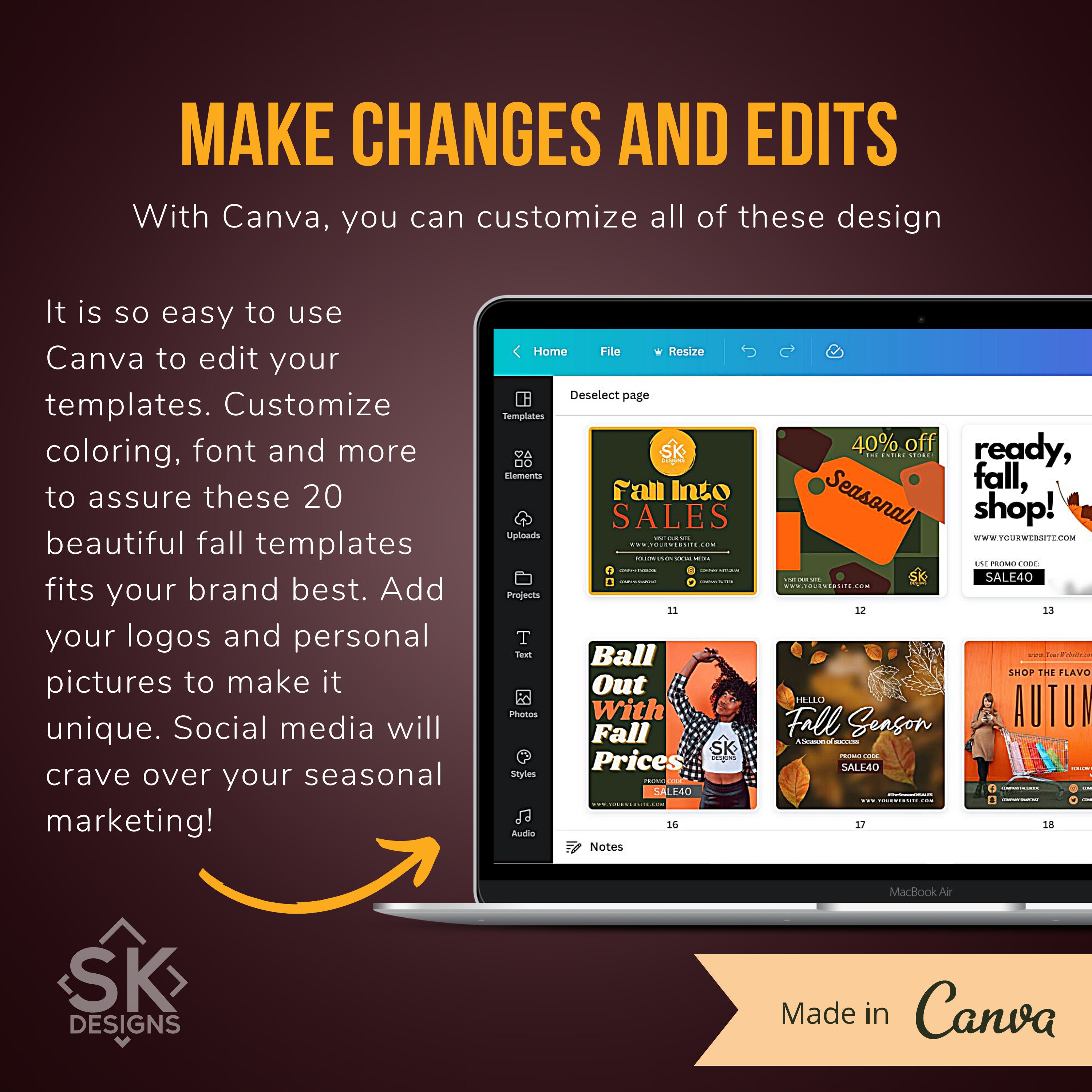 Fall Flyers | Canva Fall Flyers Social Media Templates - Etsy