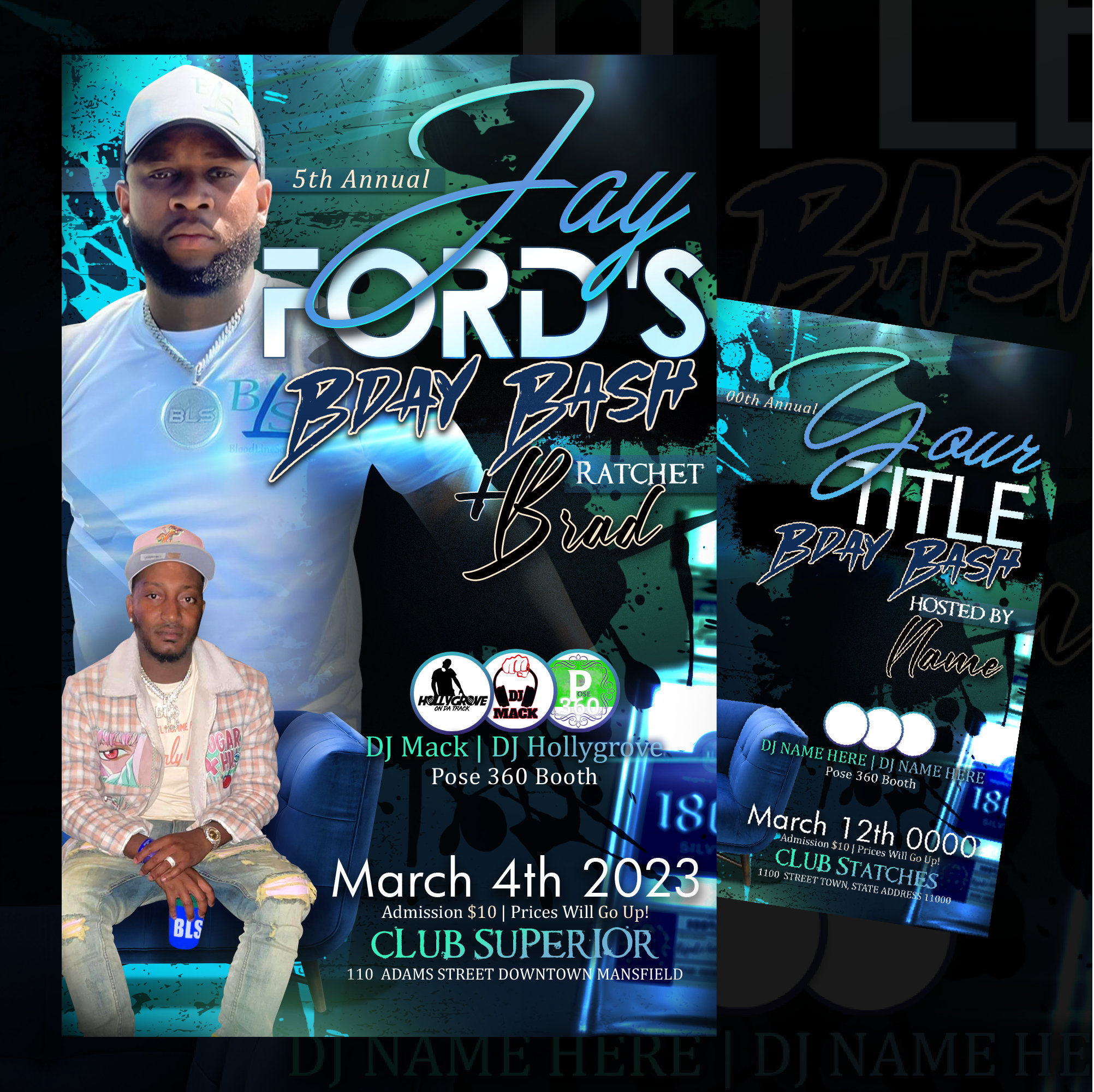 Birthday Template for Him Editable Blue Party Flyer - Etsy