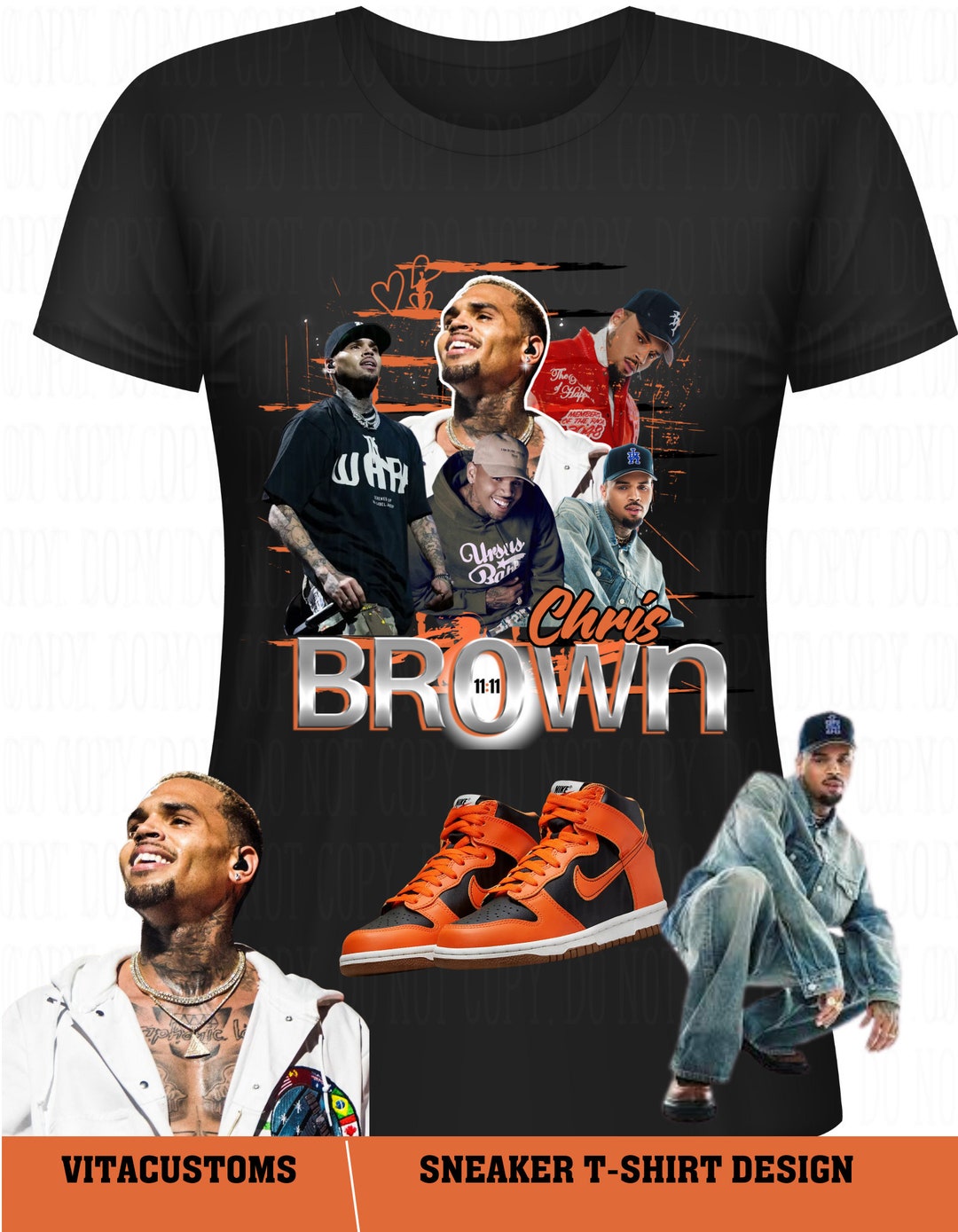 Bootleg Digital Design Sneaker Tee File Pngchris Brown Orange Music ...
