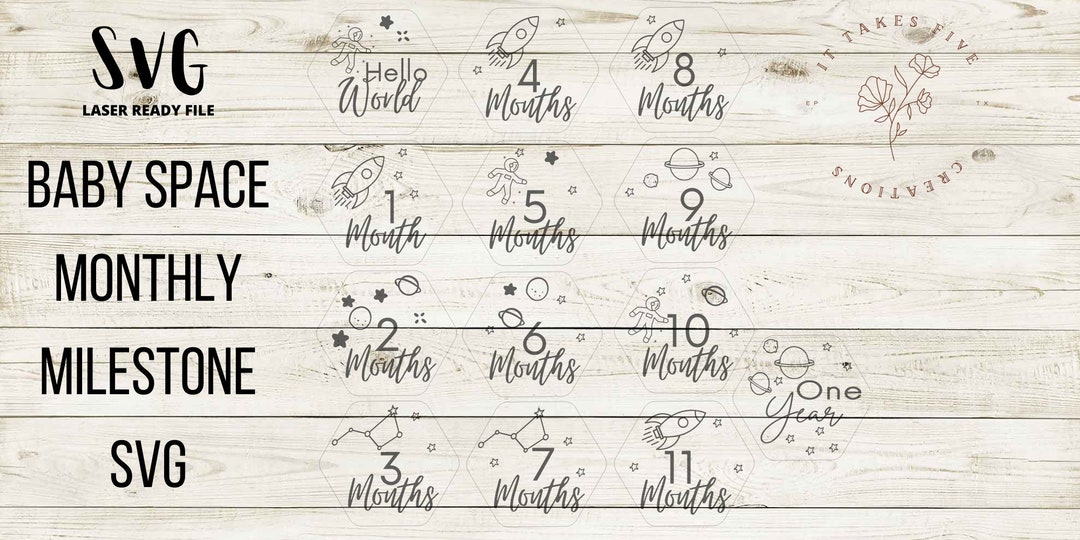 Space Baby Monthly Milestone Hexagon SVG File - Etsy