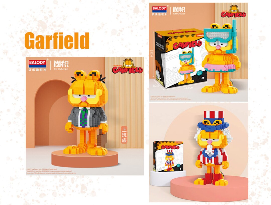 GARFIELD Mini Building Blocks Office Worker / Swimwear / Uncle Sam ...