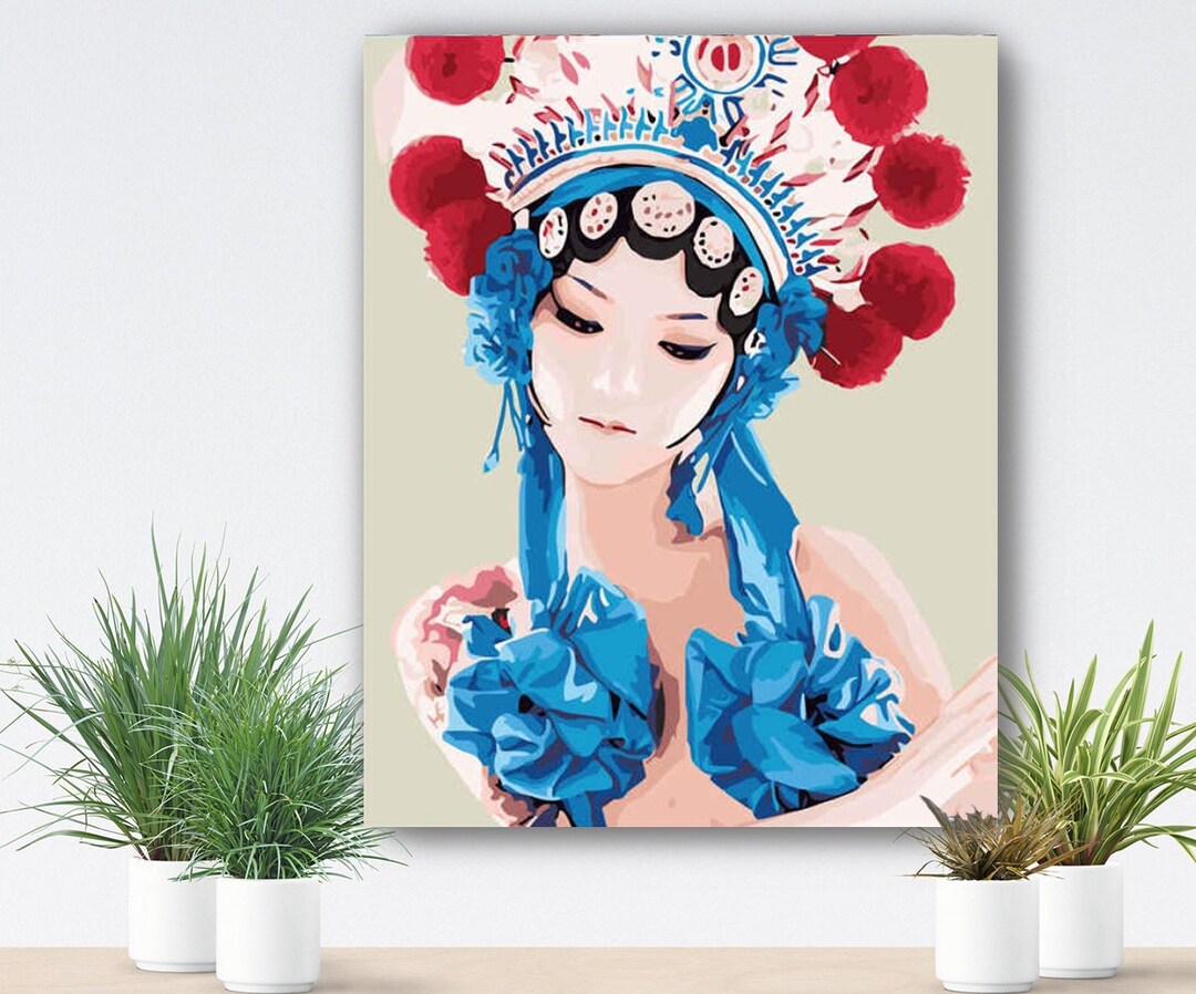 Girl With Chinese Opera Headdress - 40x50cm Pre-stretched on Frame ...