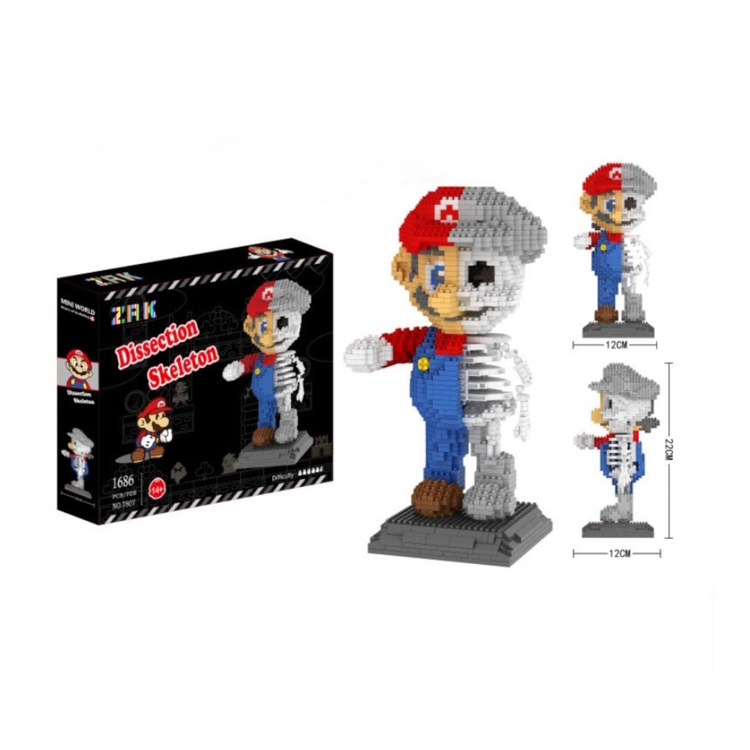 Building Blocks Half Skeleton Mario Assemble Toy Mini Building Bricks ...