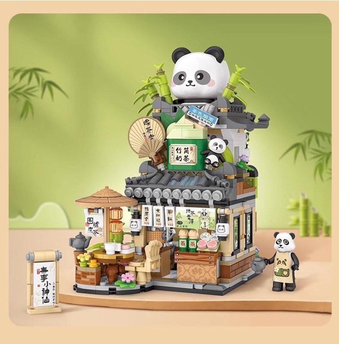 Panda Tea House Building Block Set - Etsy