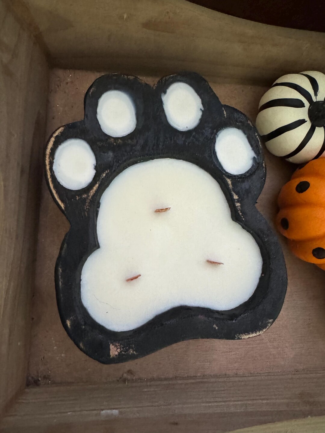 Paw Dough Bowl Candle, 2 Wick Candles, Cat Dogs Paws Rustic Soy Wooden ...