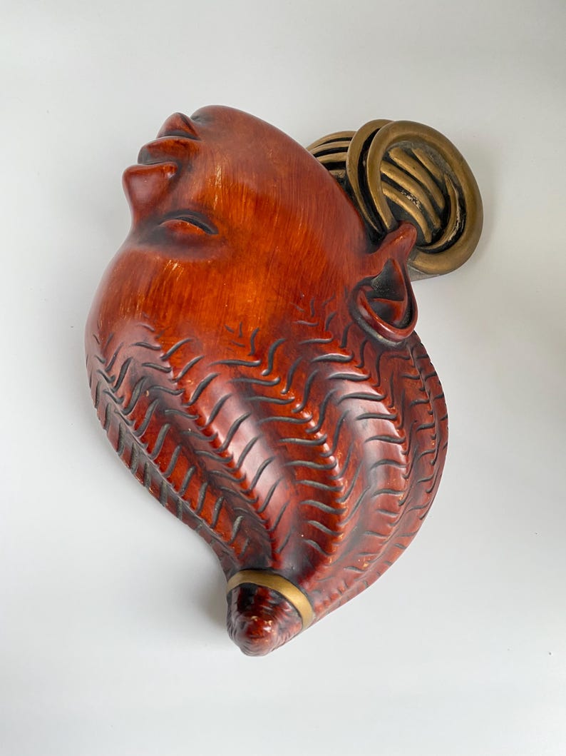 Mid Century Achatit Hand Carved Wooden African Woman Mask Wall Decor, 8 ...