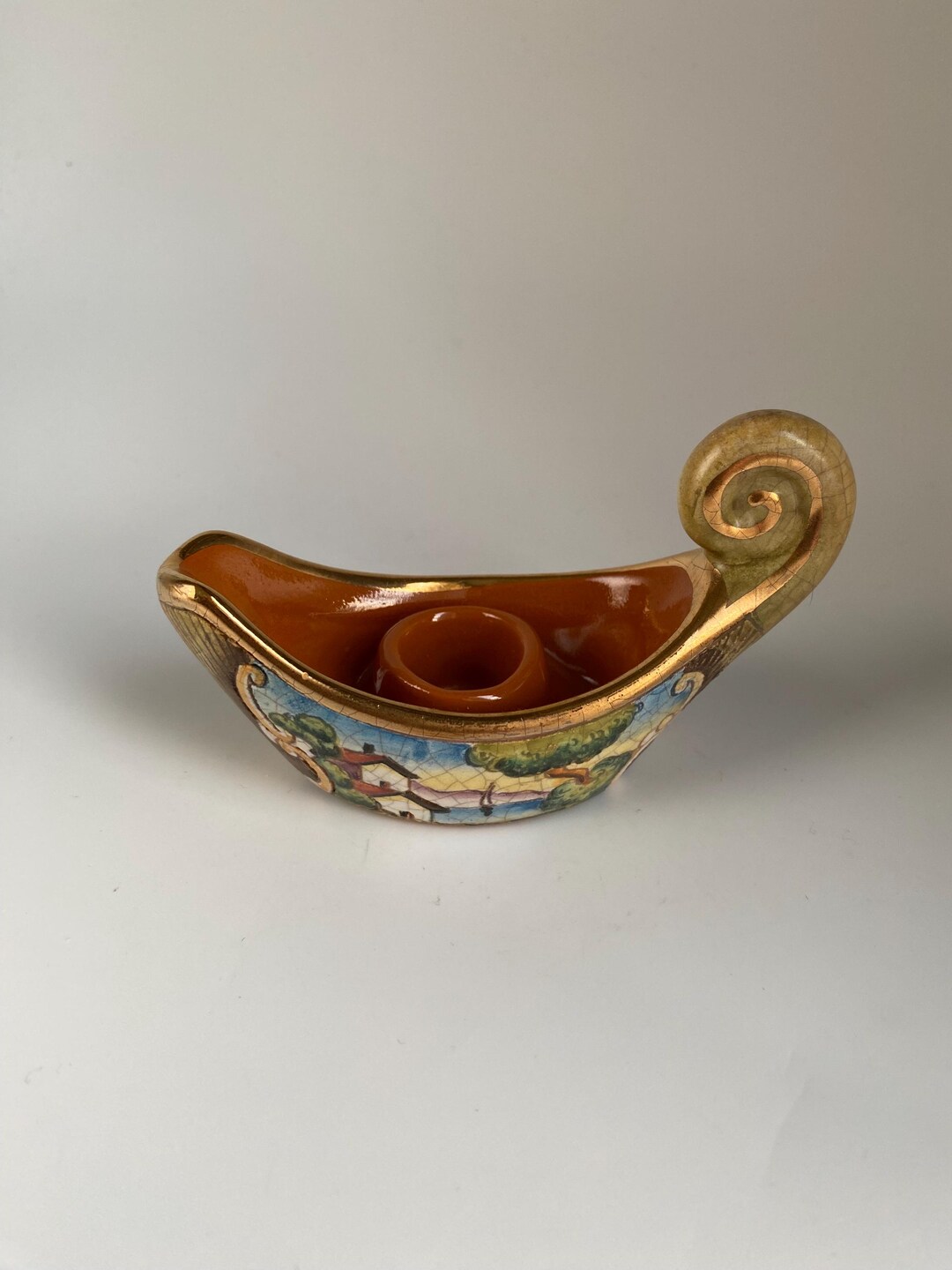 Vintage Veneto Flair Mosaic Art Hand Painted Gondola Candle Holder ...