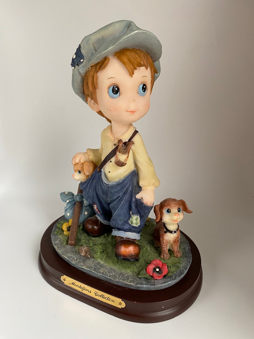 Beautiful “montefiori Collection” Boy With His Dogs Figurine Home Decor ...